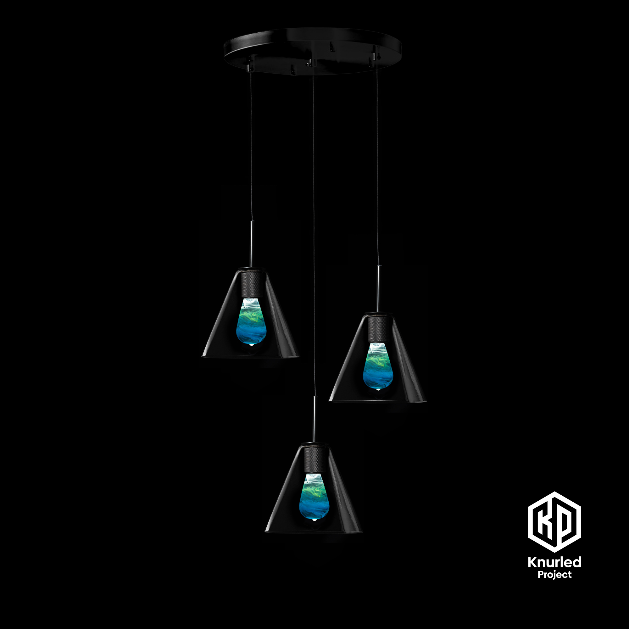 Black 3 Drop + Ripple Mood Bulbs + Cone Shade – The Knurled Project