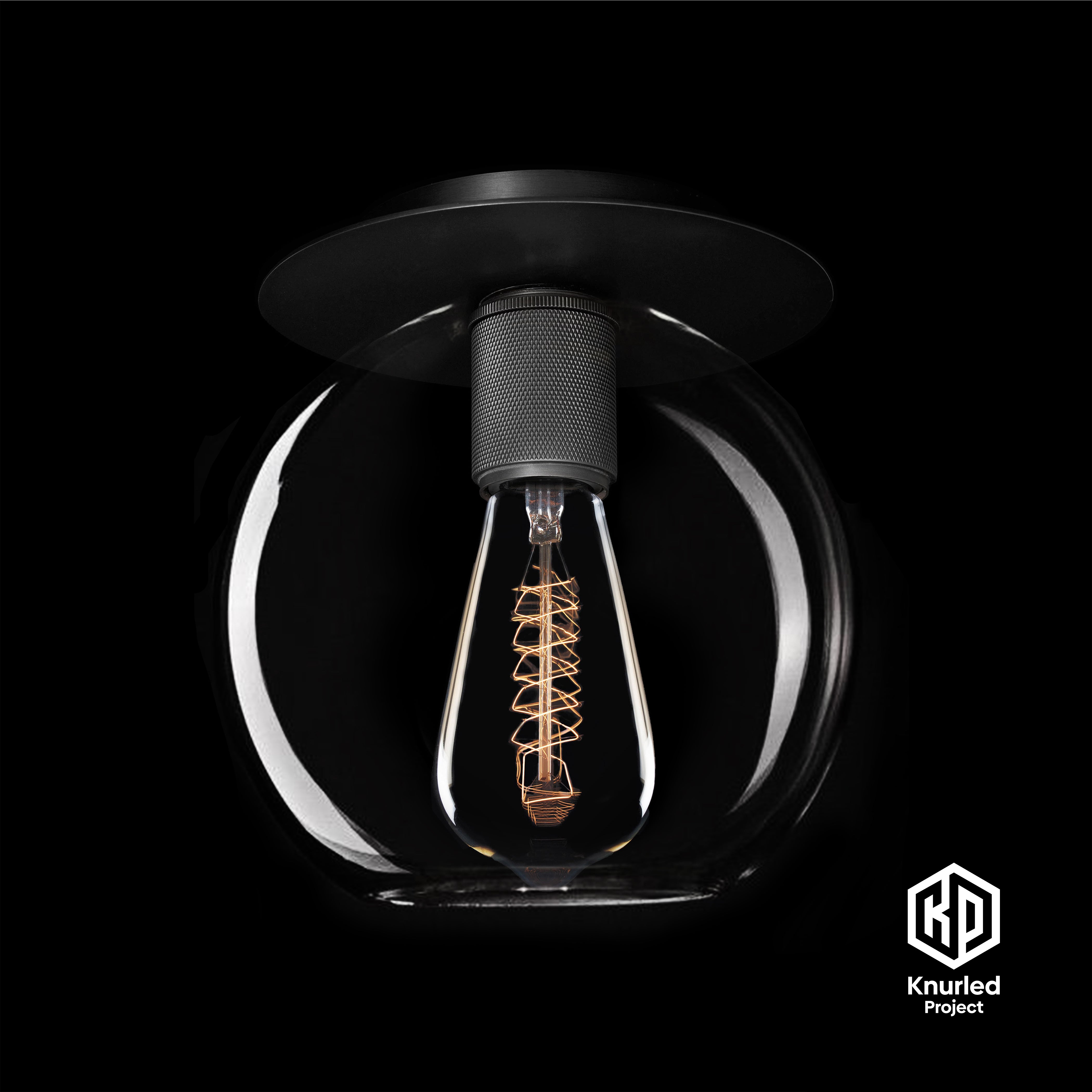 Matte Black Disc Ceiling Light + Globe Shade – The Knurled Project